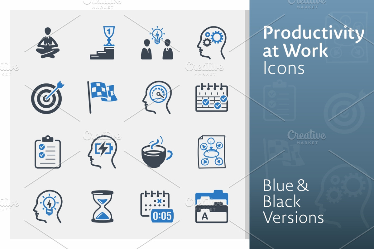 Productivity at Work Icons | Blue, an Outline Icon by introwiz1