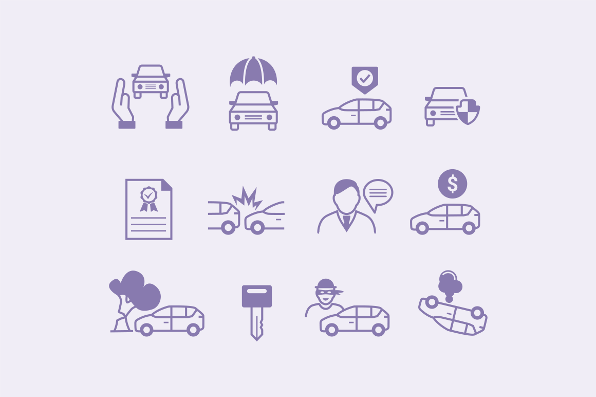 12 Car and Auto Insurance Icons, an Icon by Creative VIP