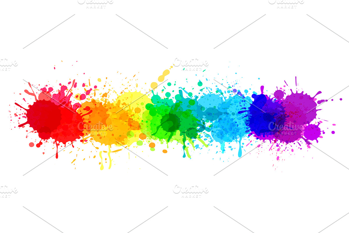 Paint splatter banner, rainbow, a Decorative Illustration by Frogella ...