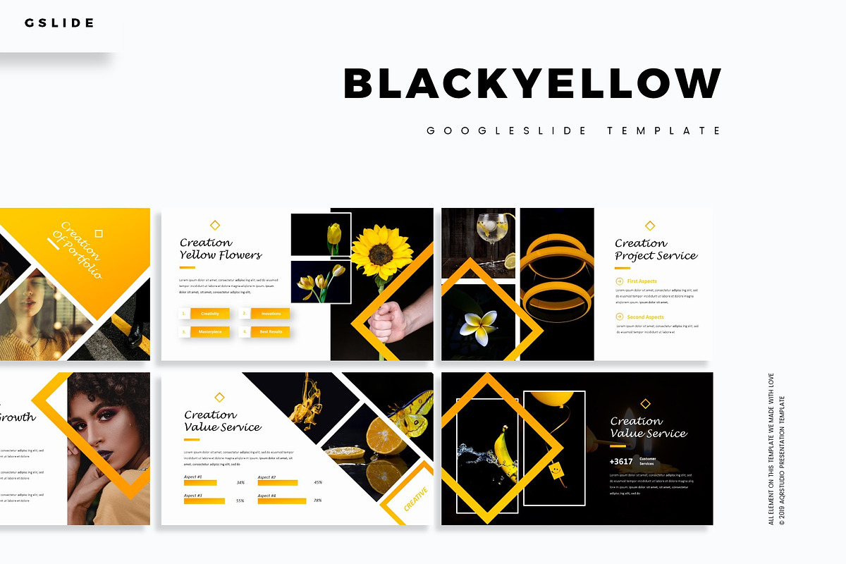 Black Yellow - Google Slides Templat, a Presentation Template by AQR Studio