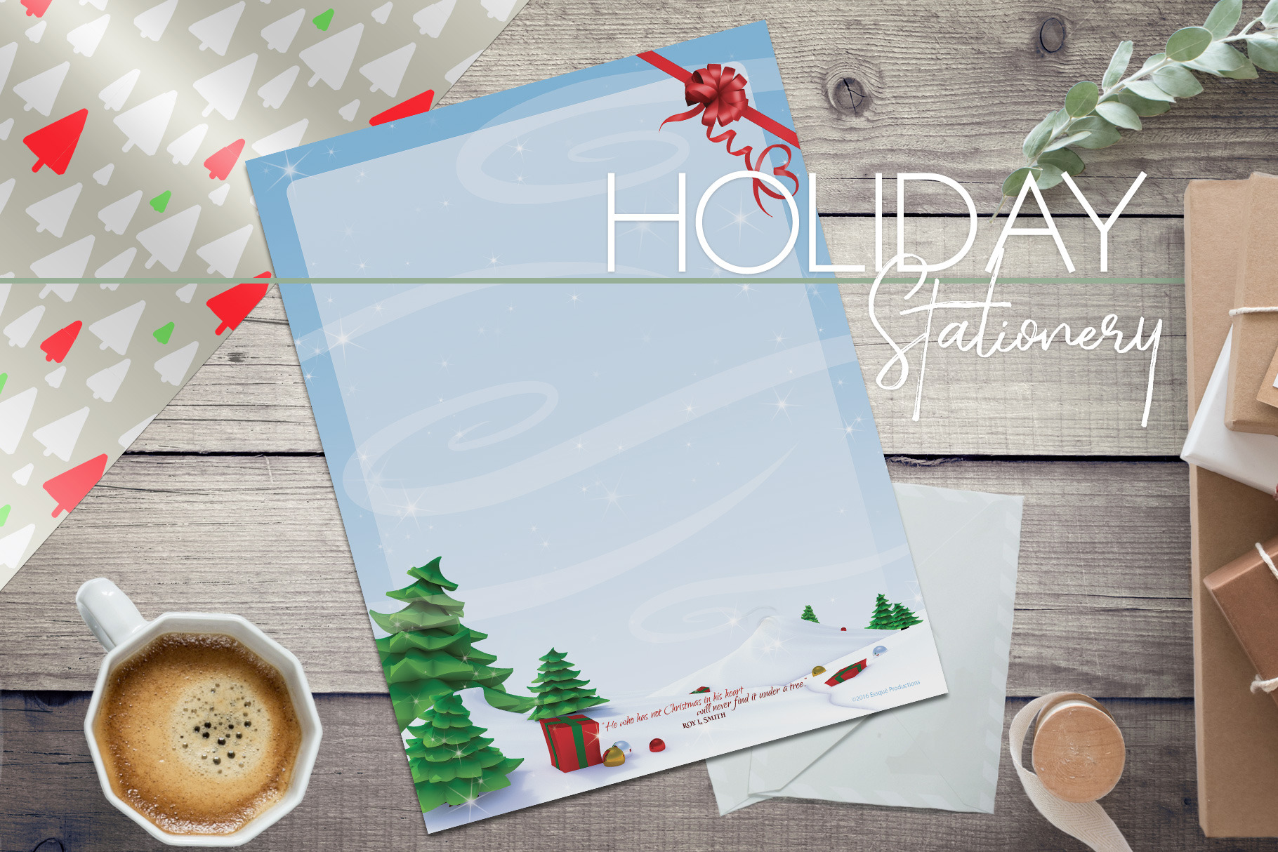 Christmas Tree Forest Stationery, a Stationery Template by Essqué ...