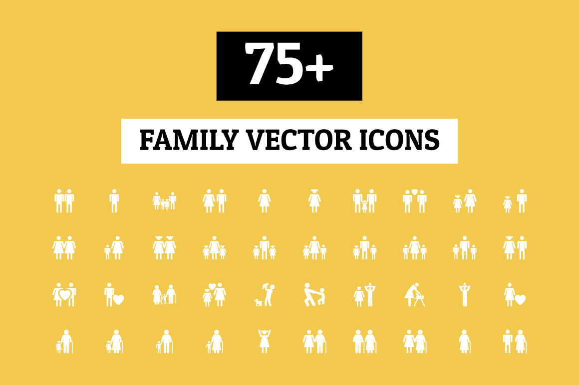 75+ Family Vector Icons, a Solid Icon by Creative Stall