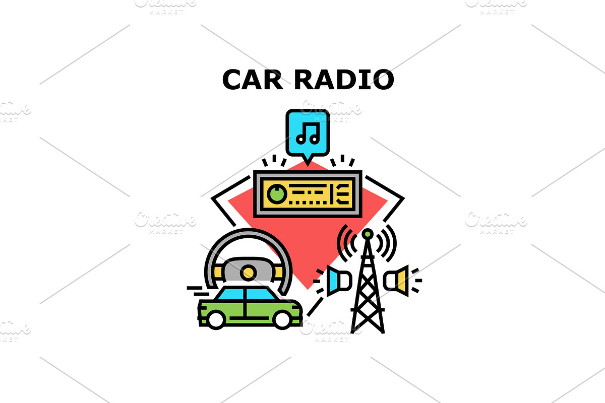 Car Radio Device Vector Concept, a Technology Illustration by ...