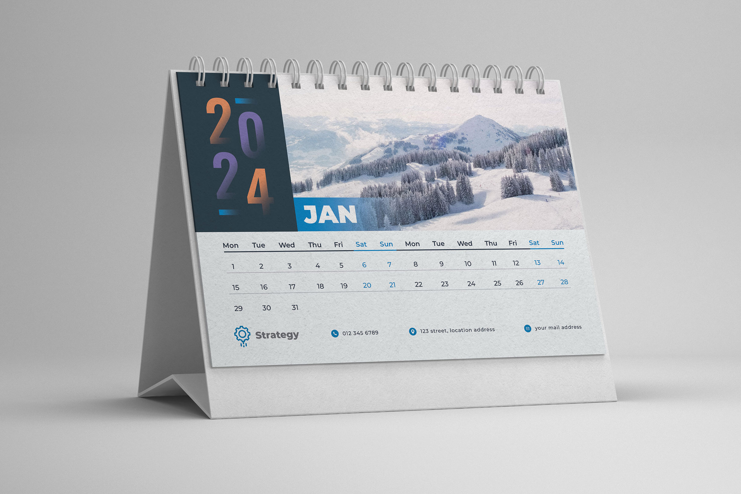 Desk Calendar 2024, a Print Template by Uiparvin