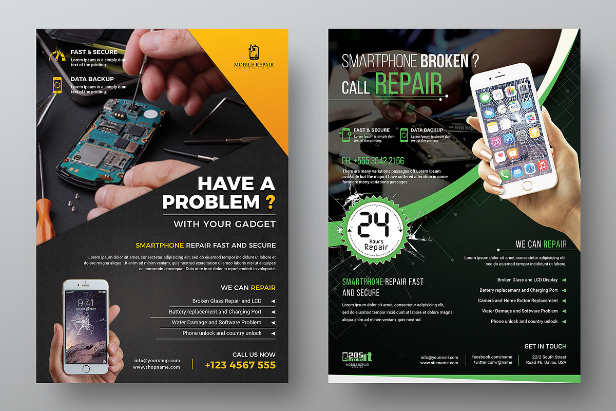 Mobile Repair Service Flyer Bundle, a Flyer Template by ThemeDevisers