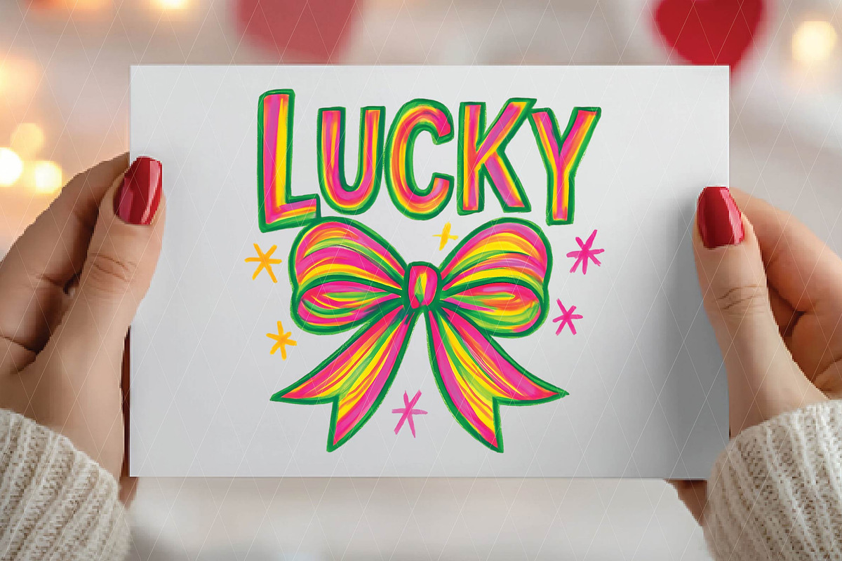 Festive Green And Gold Lucky Text, an Illustration by PixelShop
