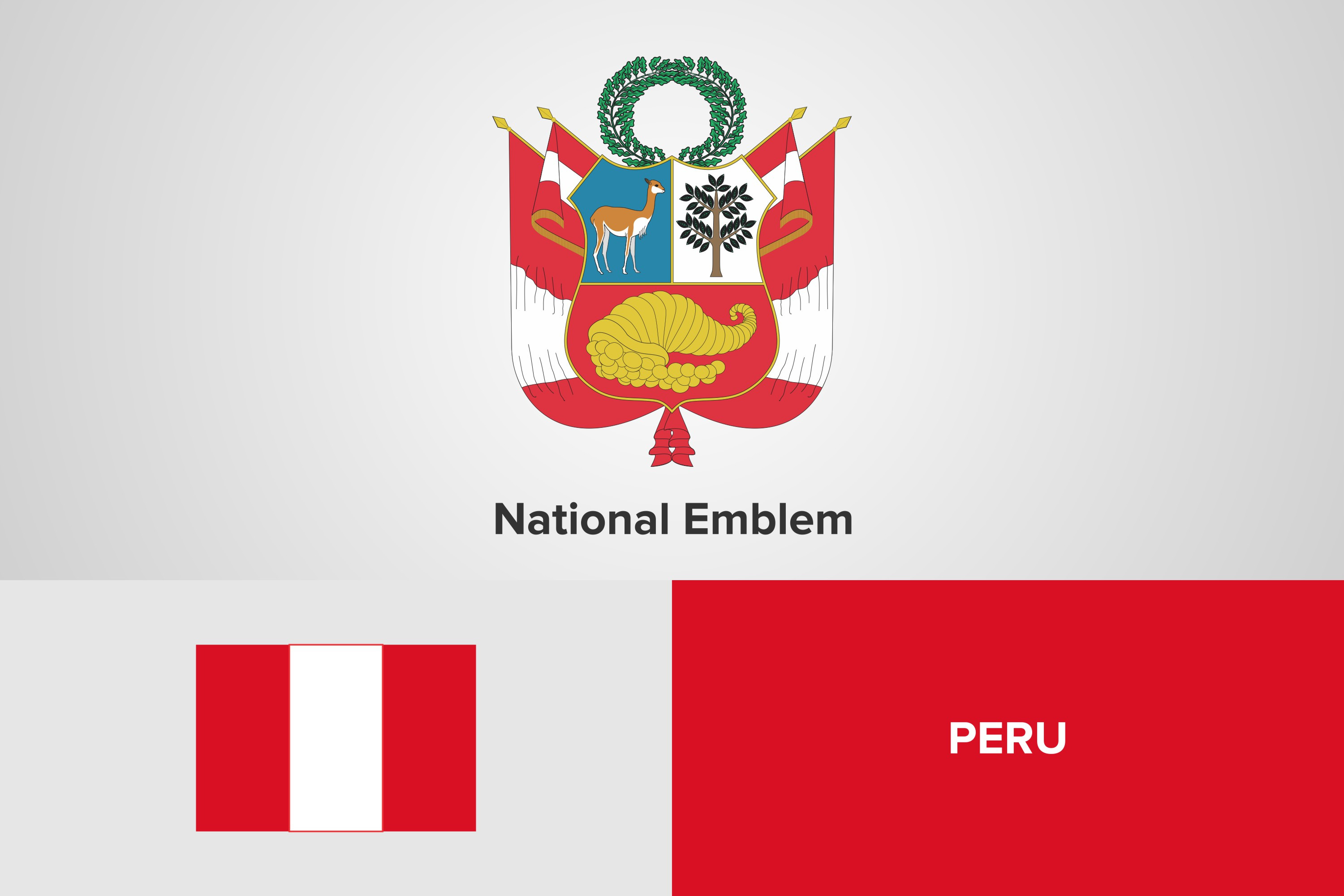 Peru National Emblem & Flag Template, an Object Illustration by shahsoft