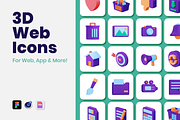 60 3D Web Icons, a 3D by Flat Icons | Creative Market