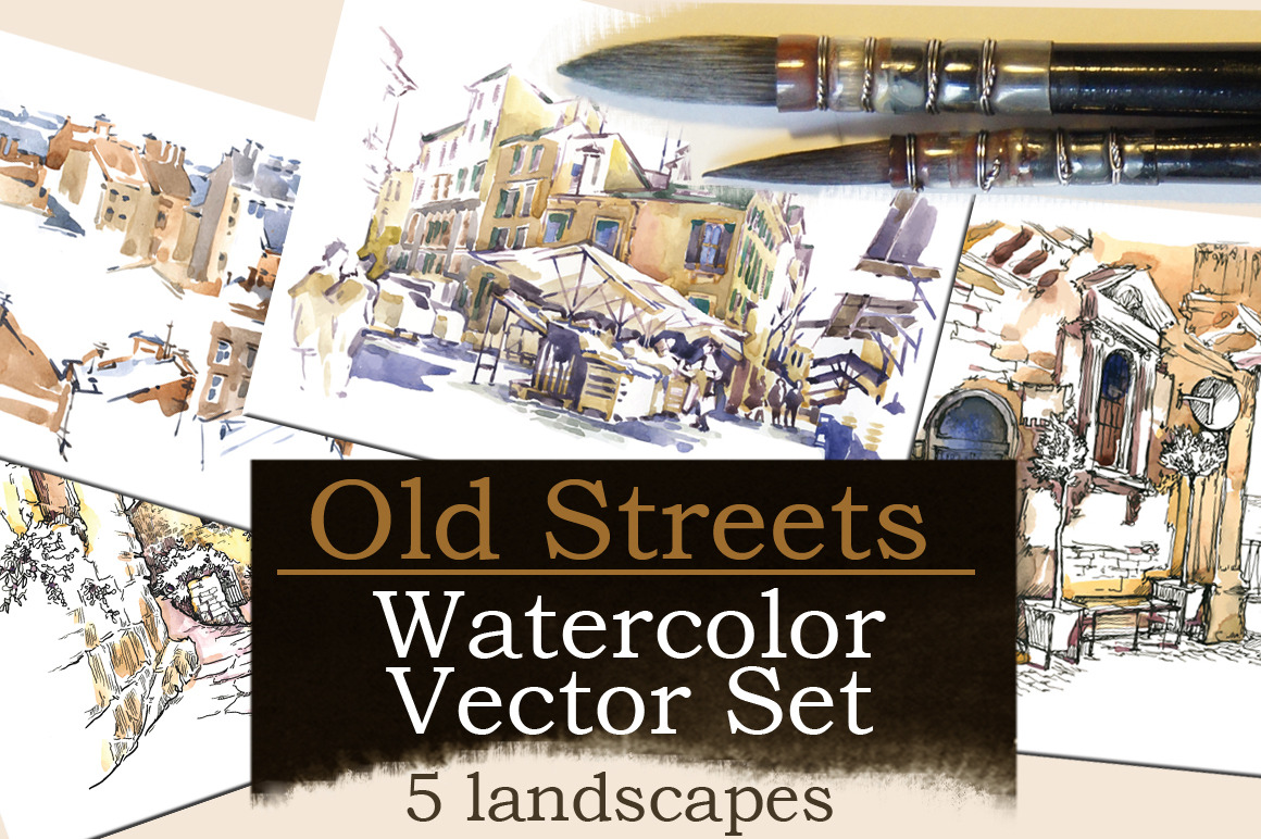 Set of Old Street landscapes, a Texture Illustration by Penndpaper