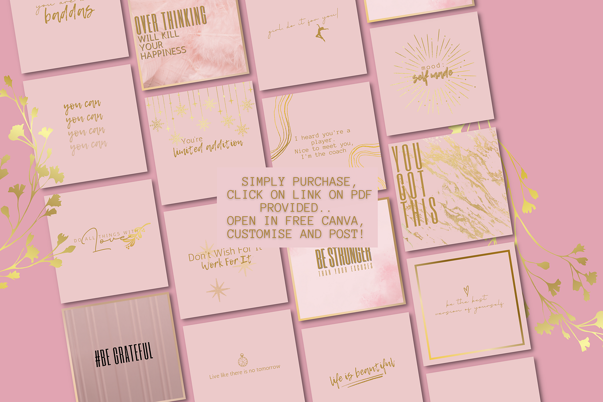 Pink & Gold Instagram Quotes Pack