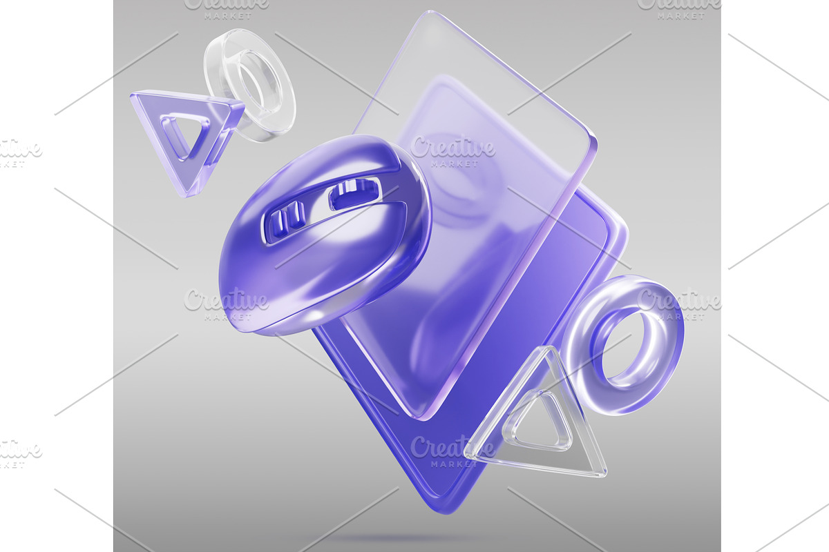 3d transparent purple computer mouse, an Object 3D Model by Marozhkastudio