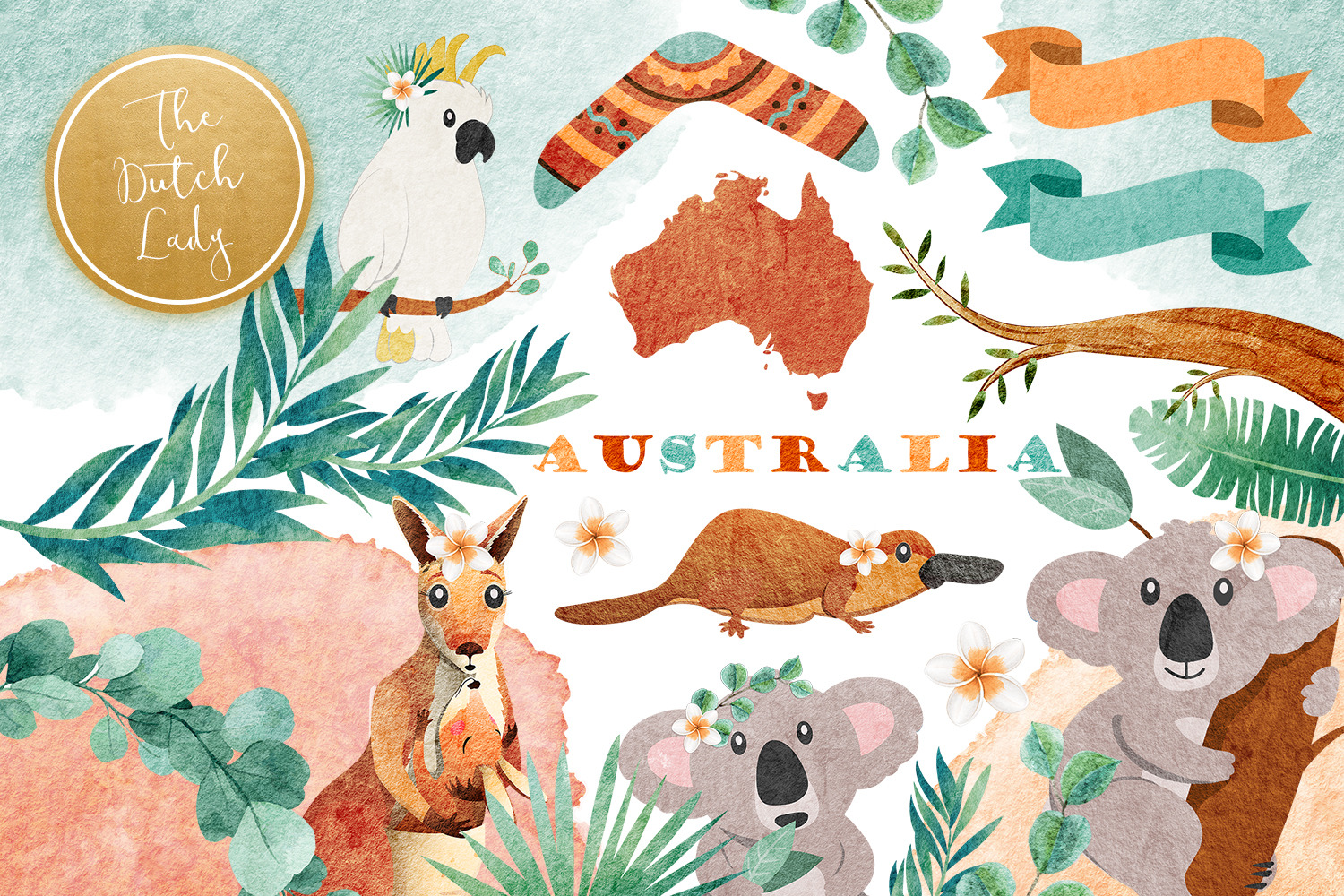 Cute Australian Animal Clipart Set