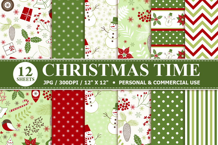 Christmas Time Digital Paper | Graphic Patterns ~ Creative Market