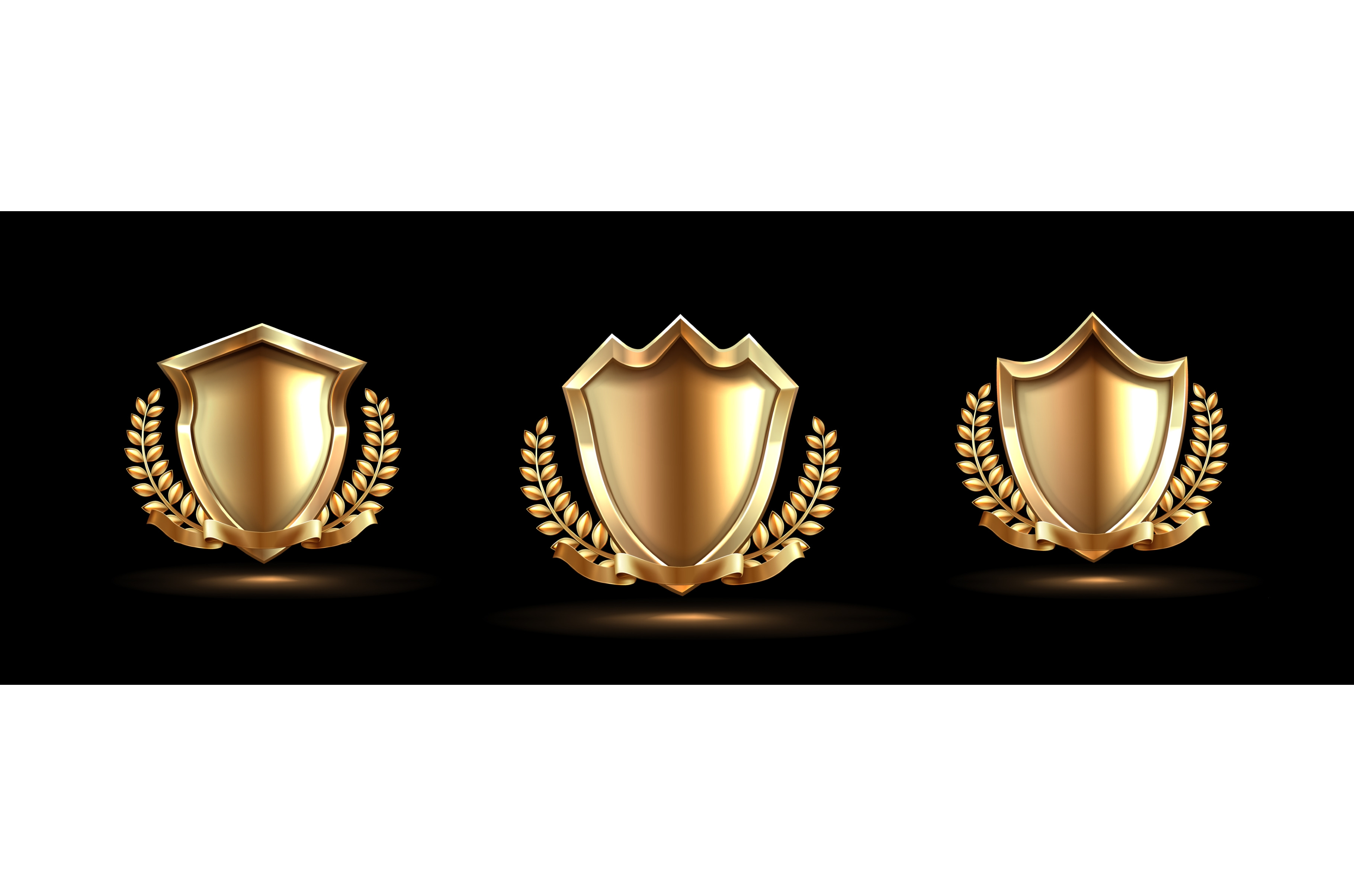 Golden shield with ribbons and, an Object Illustration by art PVP - market