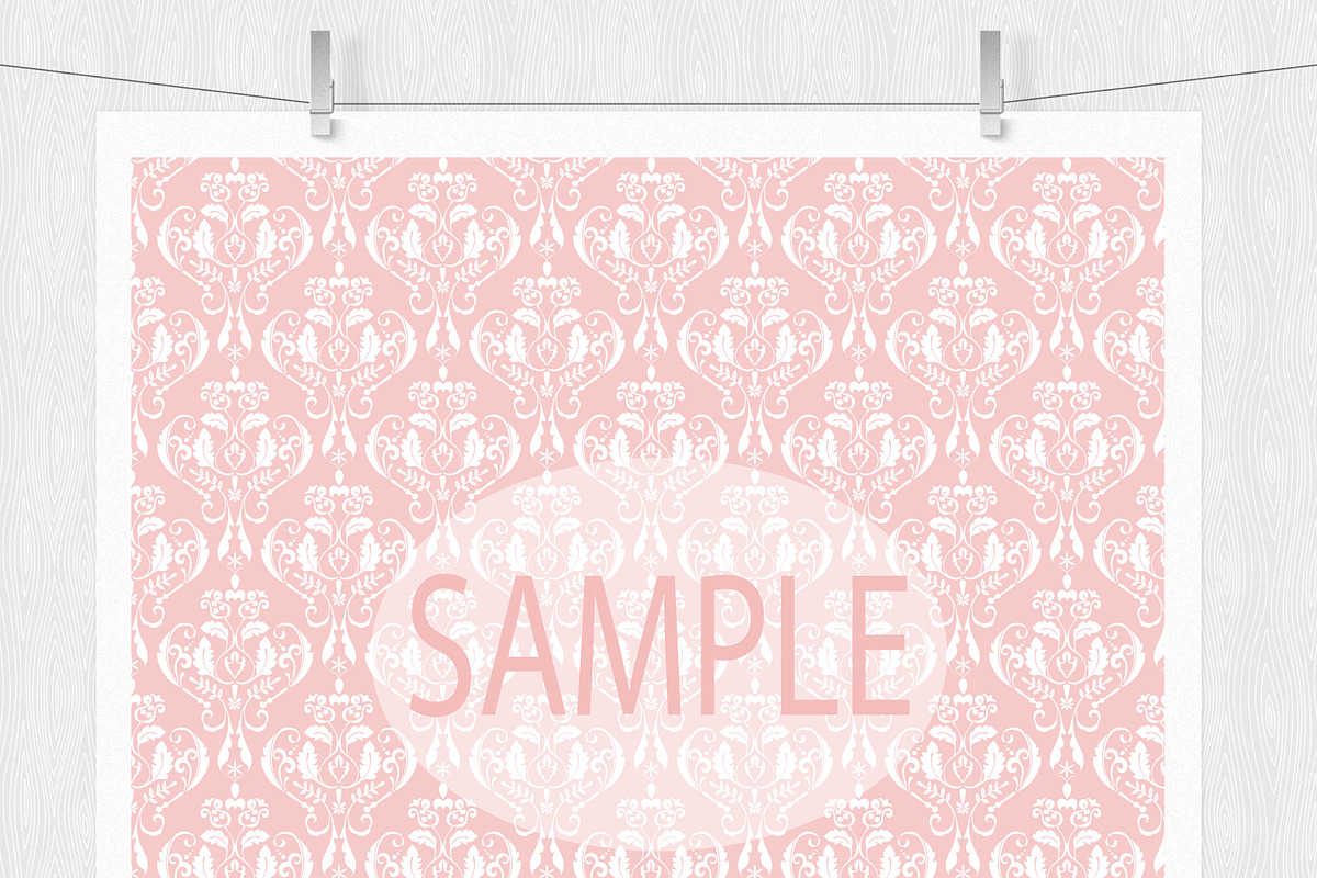 Pink Damask Digital Paper, a Pattern Graphic by Leska's Digitals