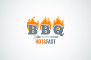 Barbecue fire logo design vector. | Food Illustrations ~ Creative Market