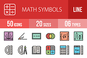 50 Math Symbols Filled Line Icons, an Outline Icon by IconBunny