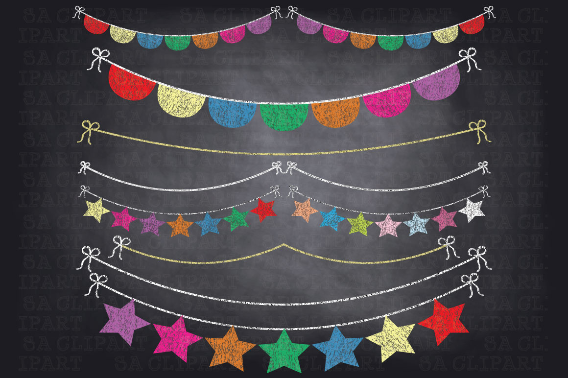 Chalkboard Bunting Banner Clipart, an Illustration by SA ClipArt
