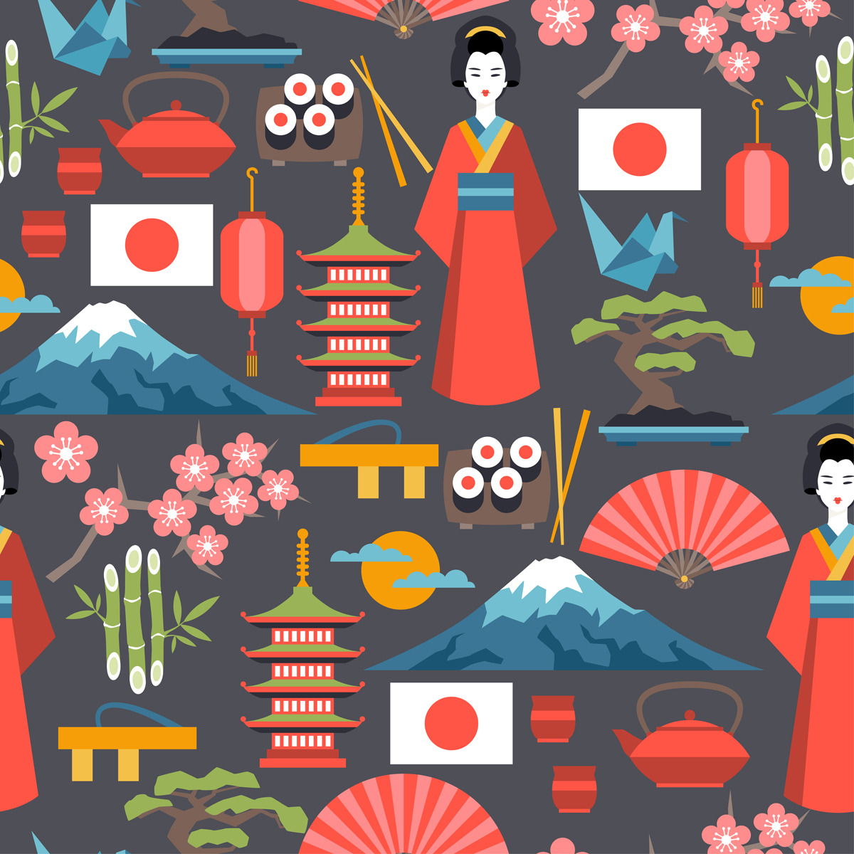 Japan seamless patterns., a Pattern Graphic by incomible | Creative Market