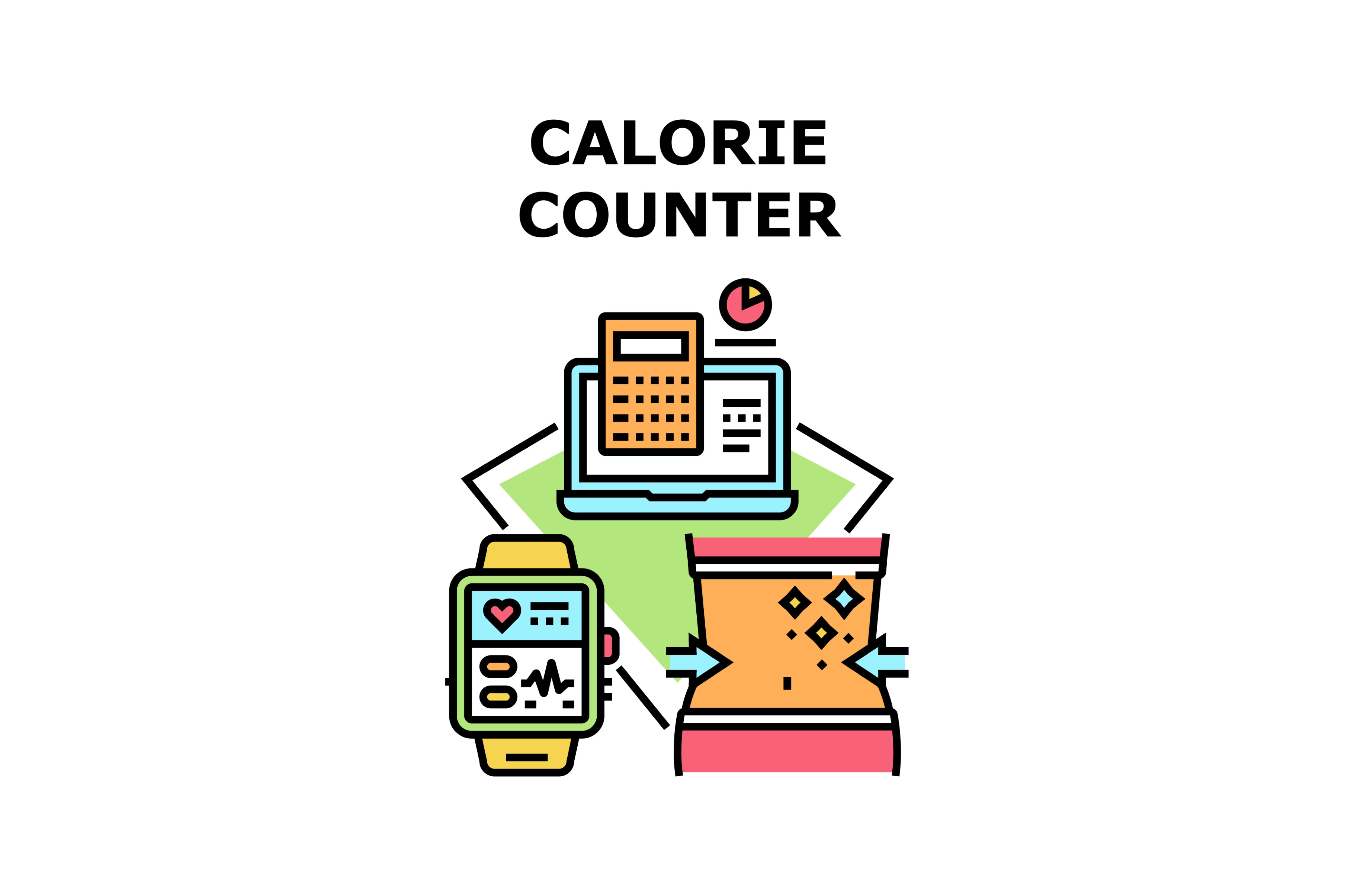 Calorie counter icons vector, a Food Illustration by pikepicture