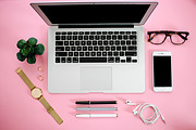 Pink Desk Scene | Stock Photo, a Business Photo by HUNCreative