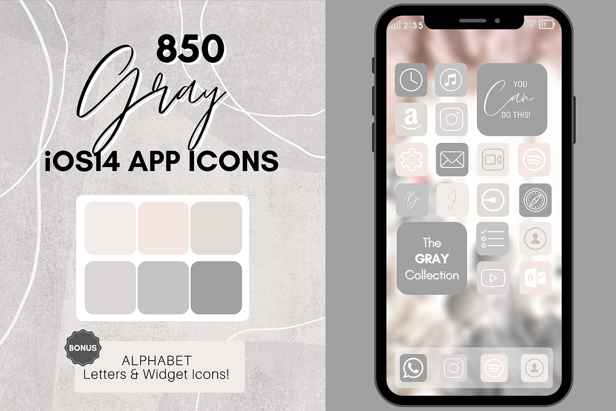 GRAY iOS 14 App Icons BUNDLE