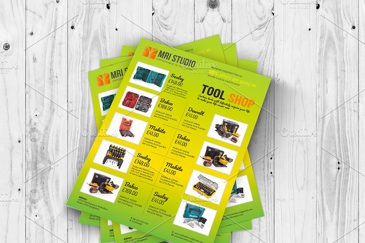 Tool Shop Flyer Template, a Flyer Template by MRI STUDIO | Creative Market