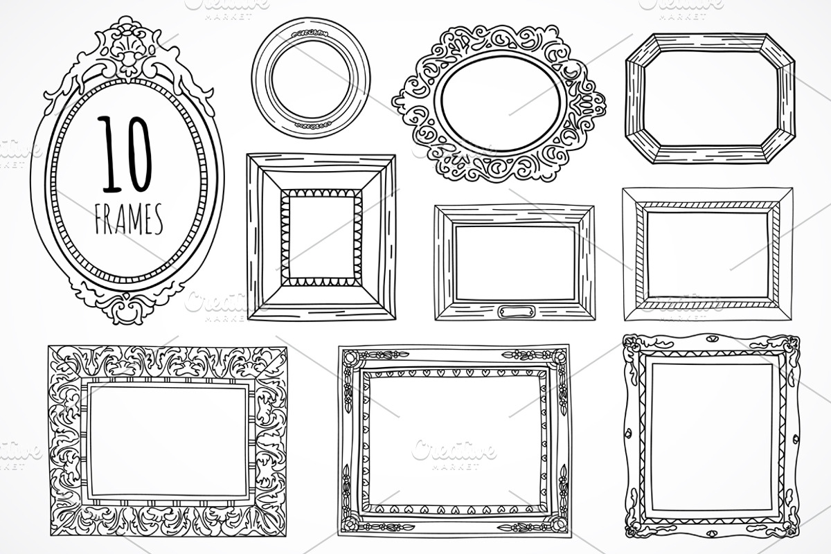 10 hand drawn frames, a Decorative Illustration by Redchocolate