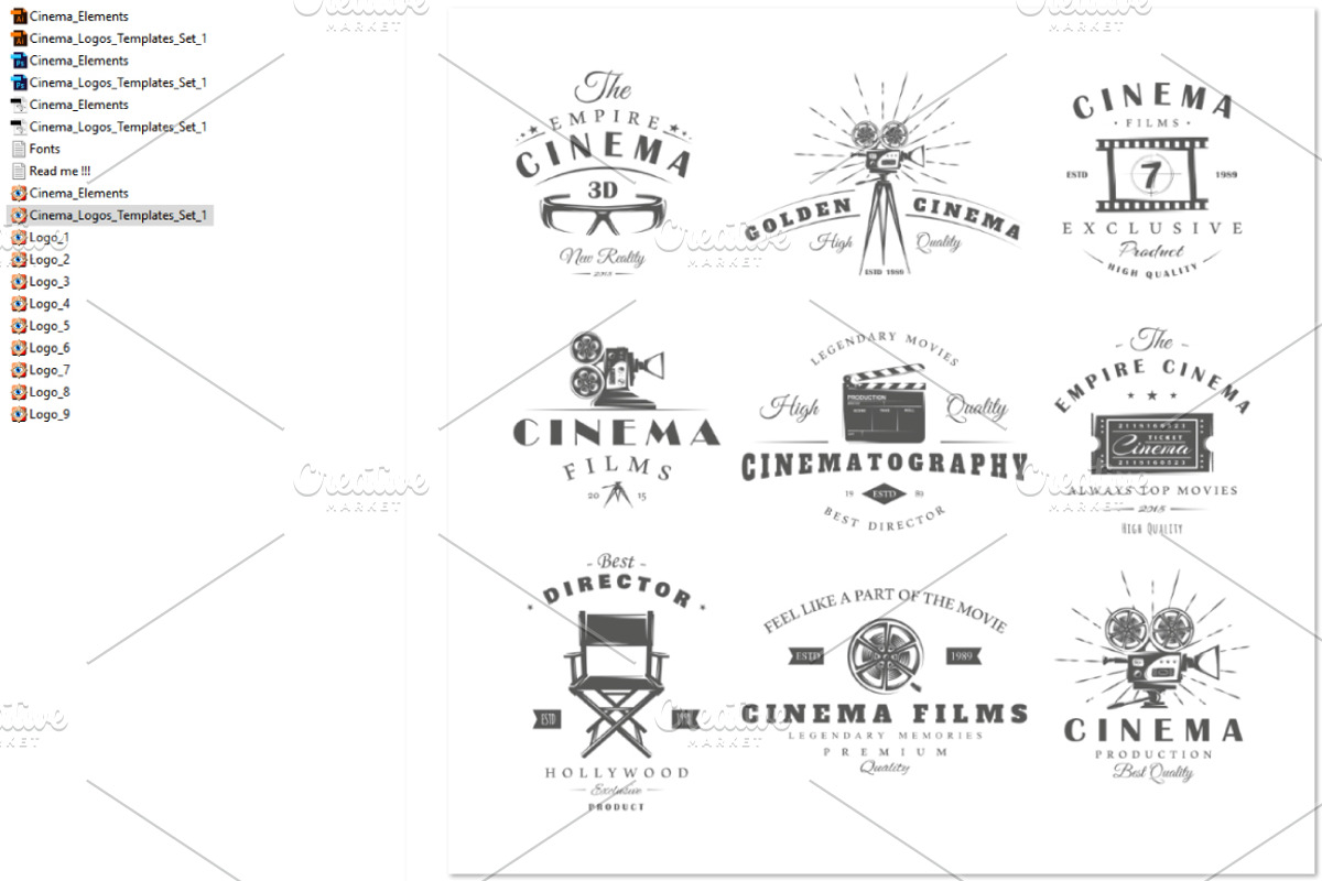 9 Cinema Logos Templates Vol.1, a Branding & Logo Template by Art Design