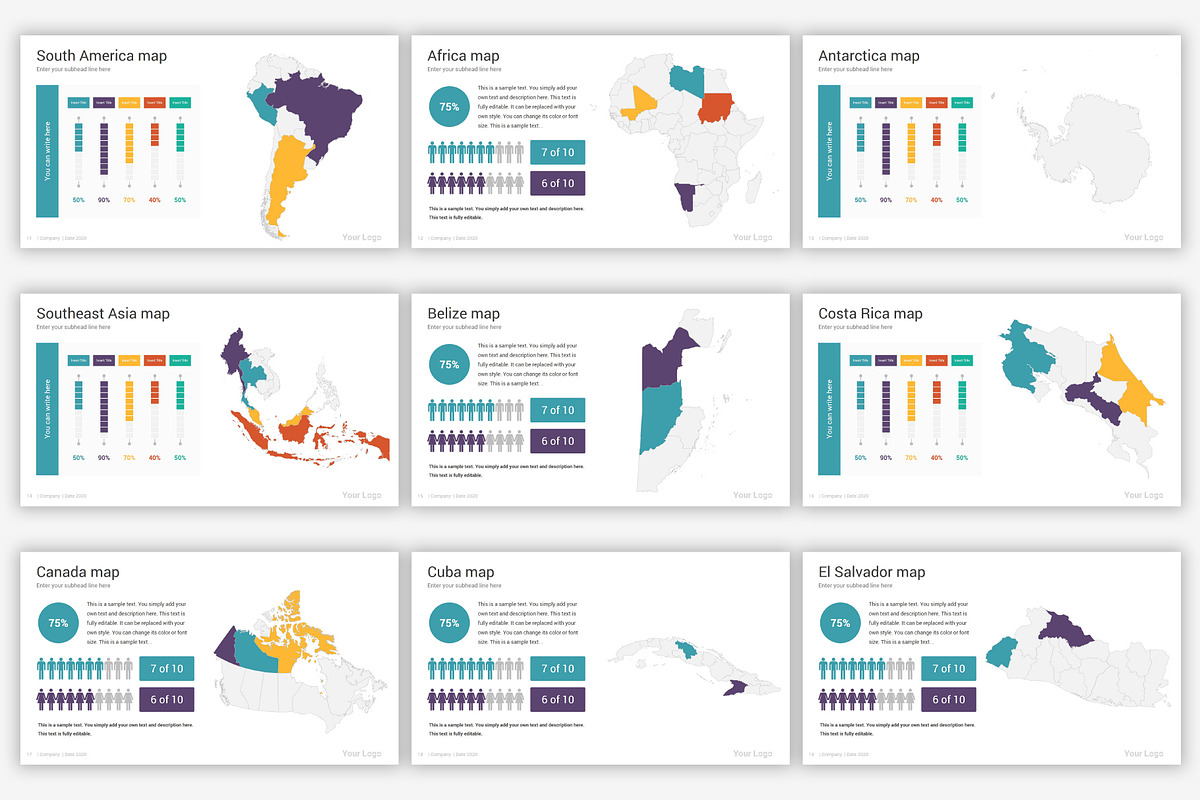 Maps PowerPoint infographics, a Presentation Template by SlideOne