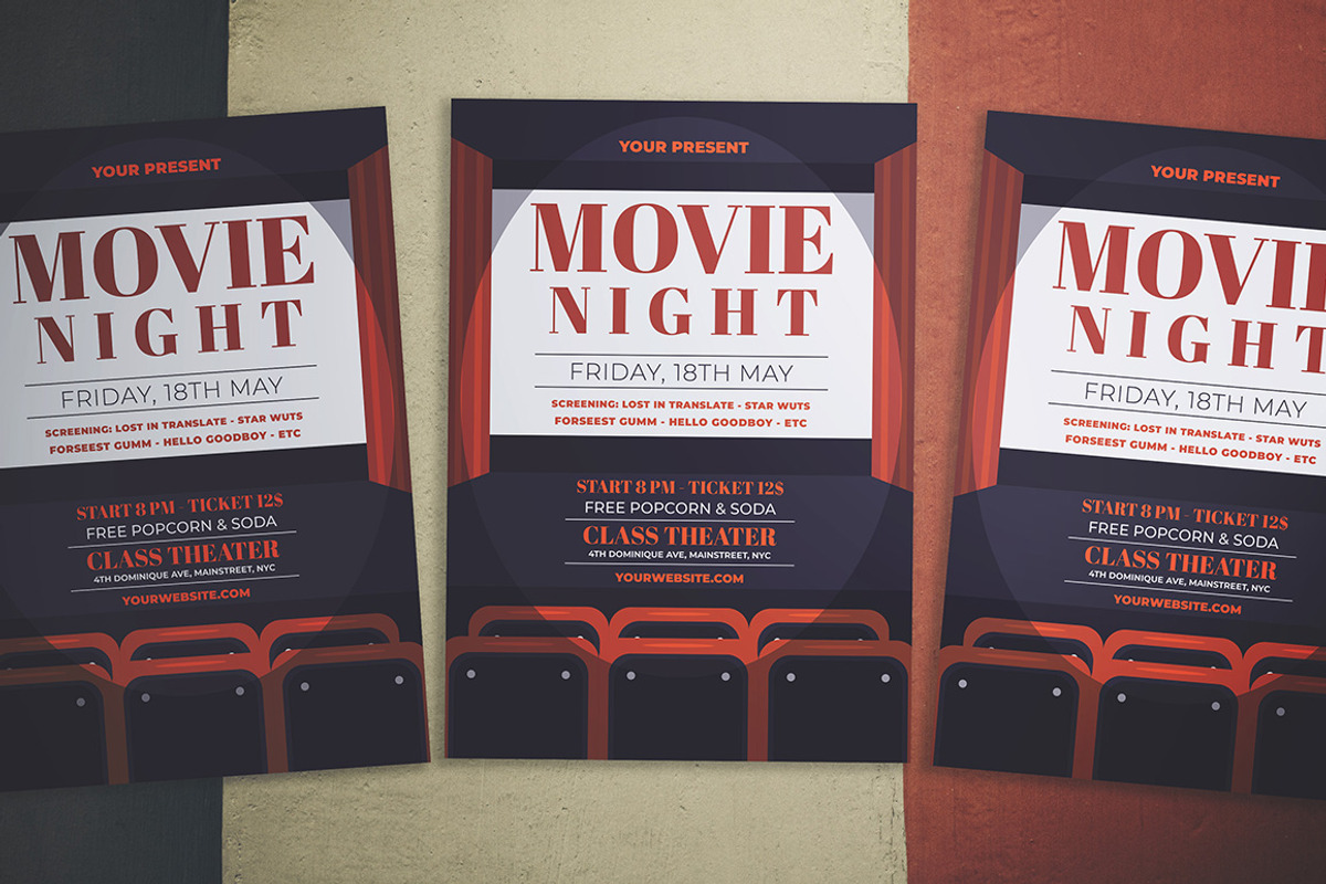 Movie Night Flyer, a Flyer Template by Gumico Studio.