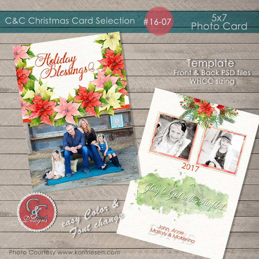 Christmas Photo Card Selection#16-07, a Card Template by Captured and ...