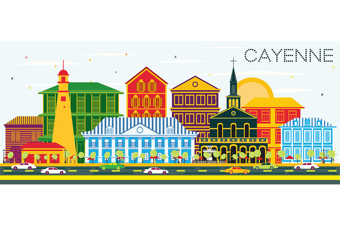 Cayenne City Skyline, a Person Illustration by Booblgum | Creative Market