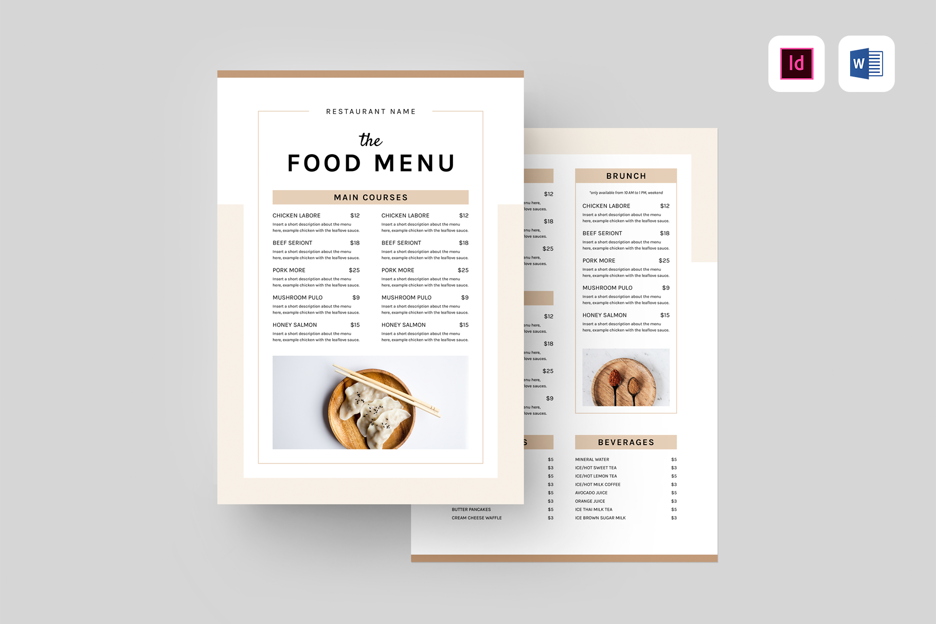 Food Menu | MS Word & Indesign, a Flyer Template by Leaflove