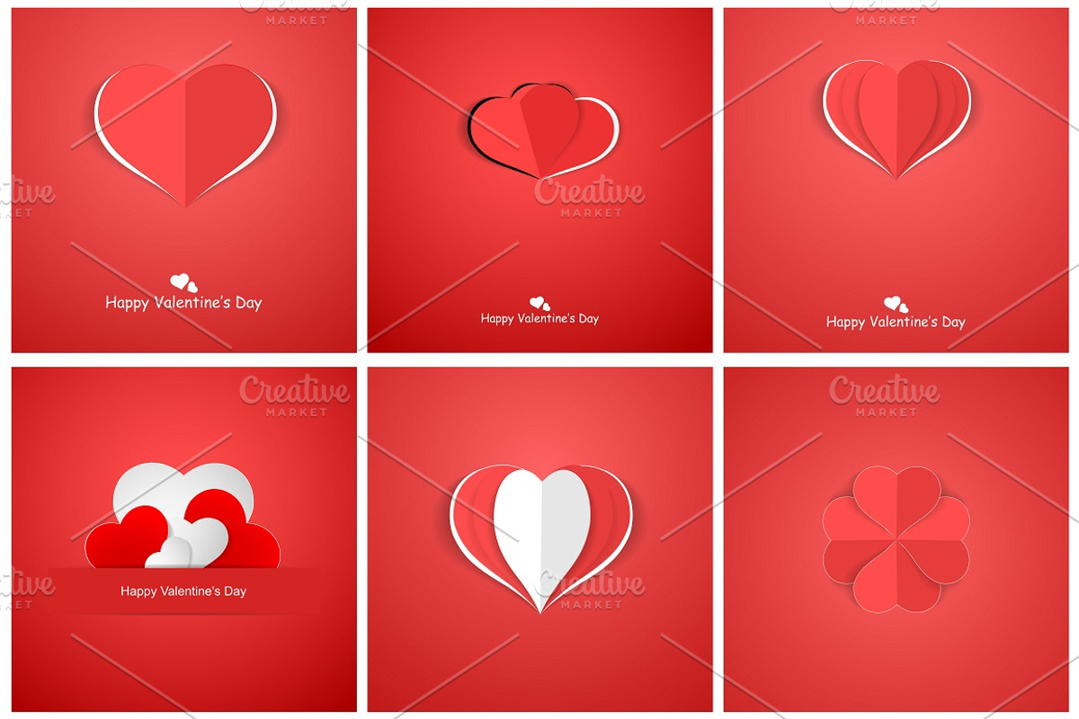 Red Love cards with origami hearts