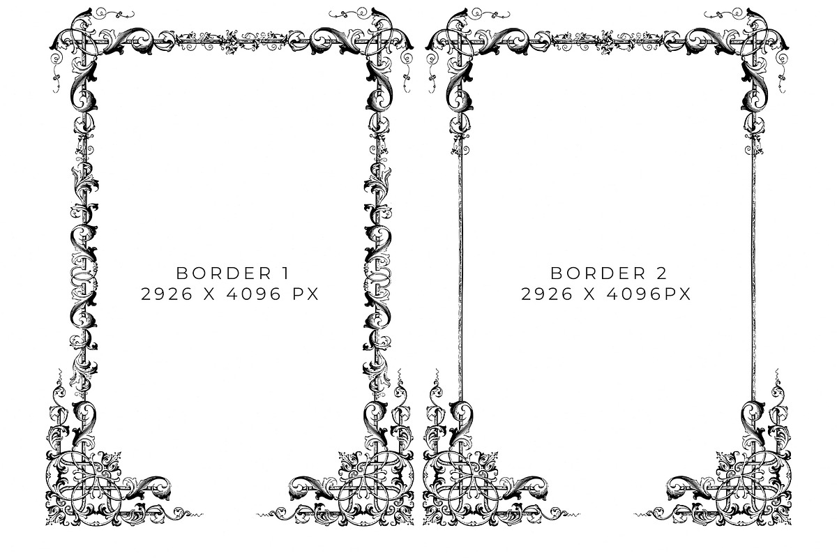 Rustic Baroque Borders Clipart, a Decorative Illustration by AW Studios
