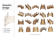 Wooden Bridge Vector Element Set