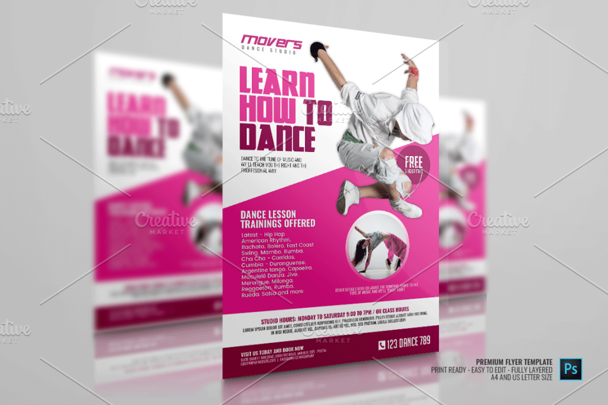 Dance Studio Flyer, a Flyer Template by PSDPixel