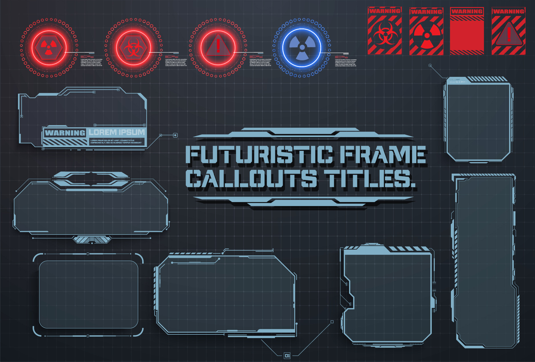 Futuristic HUD frame interface set, a Technology Illustration by ...