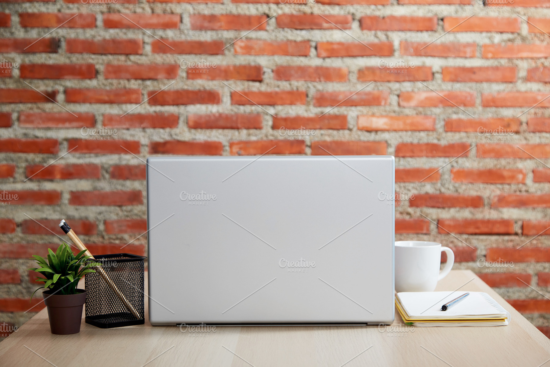 Office desk with the back of laptop, a Background Photo by 1981 Rustic ...