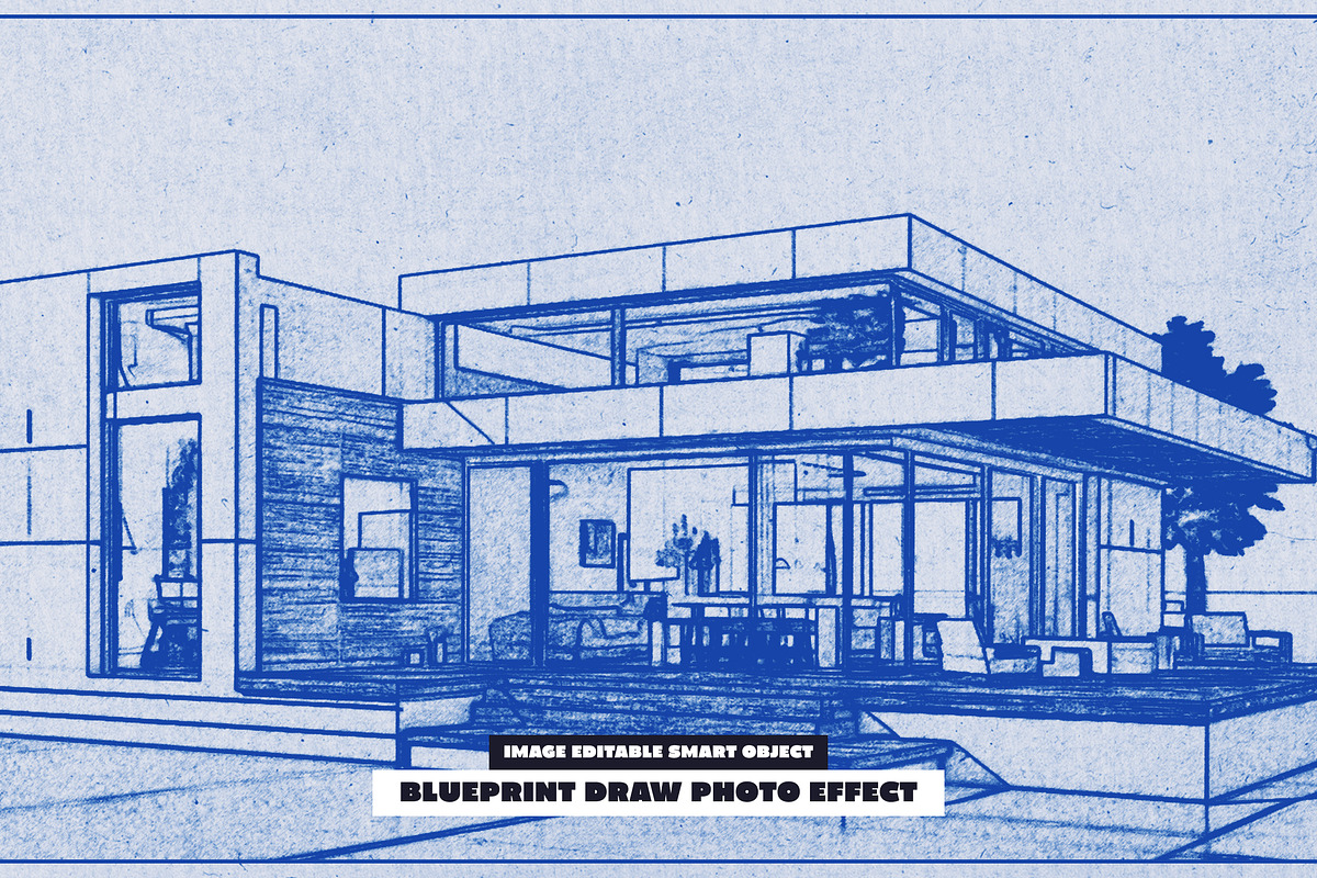 Blueprint Draw Photo Effect, a Layer Style Add-On by dokudokunomi