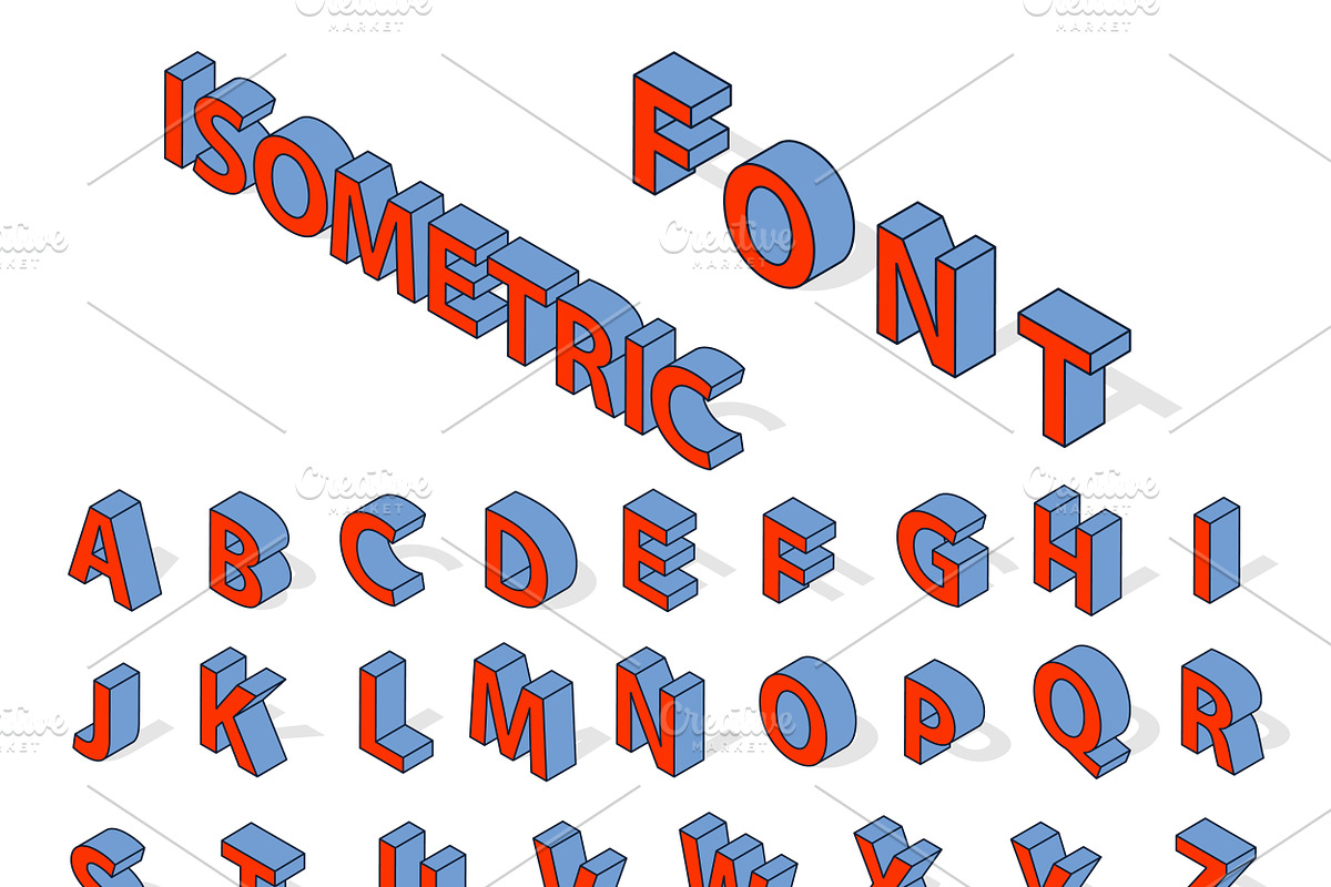 Isometric alphabet vector, a Decorative Illustration by RocketArt ...