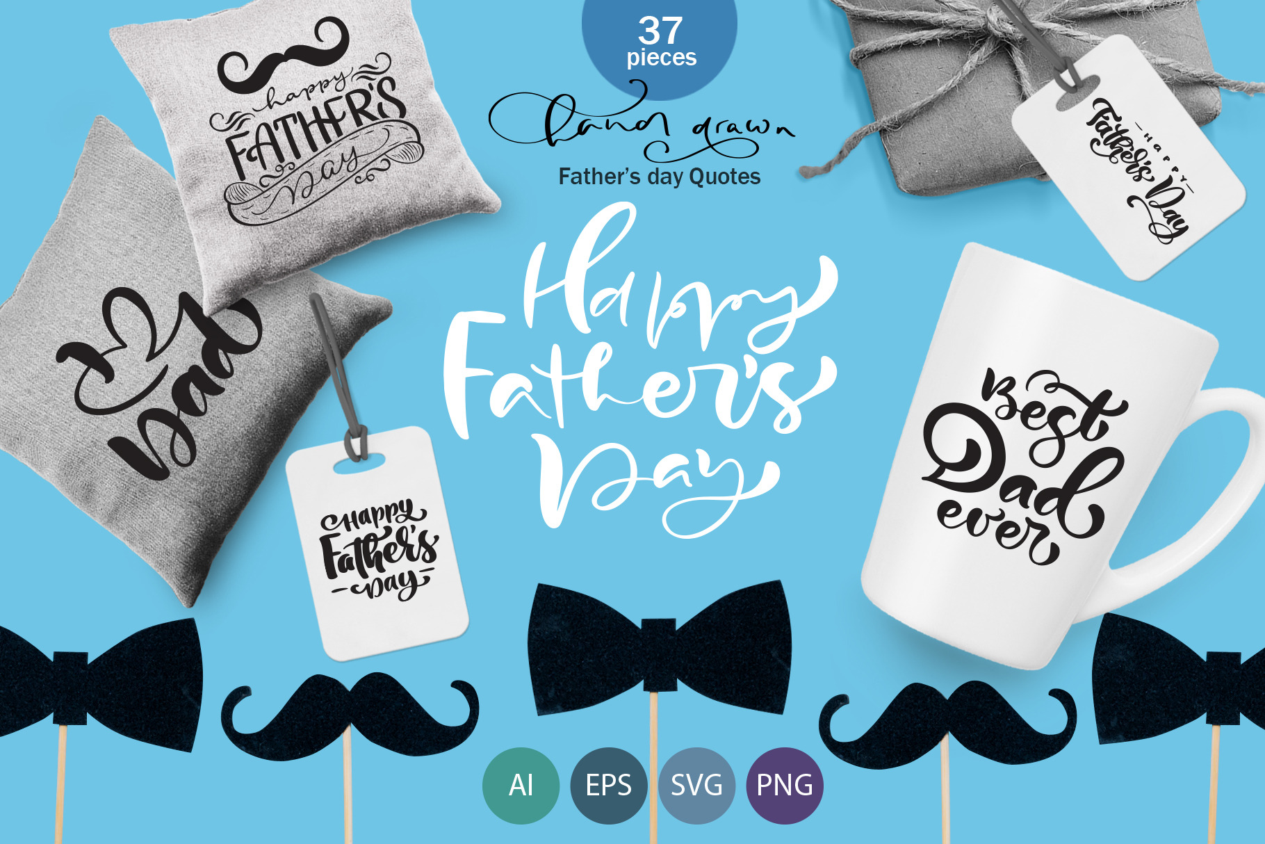 Father`s Day vector SVG phrases, an Object Graphic by Happy Letters