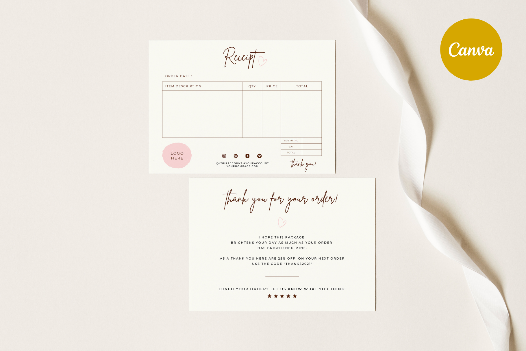 Receipt Card for Canva template