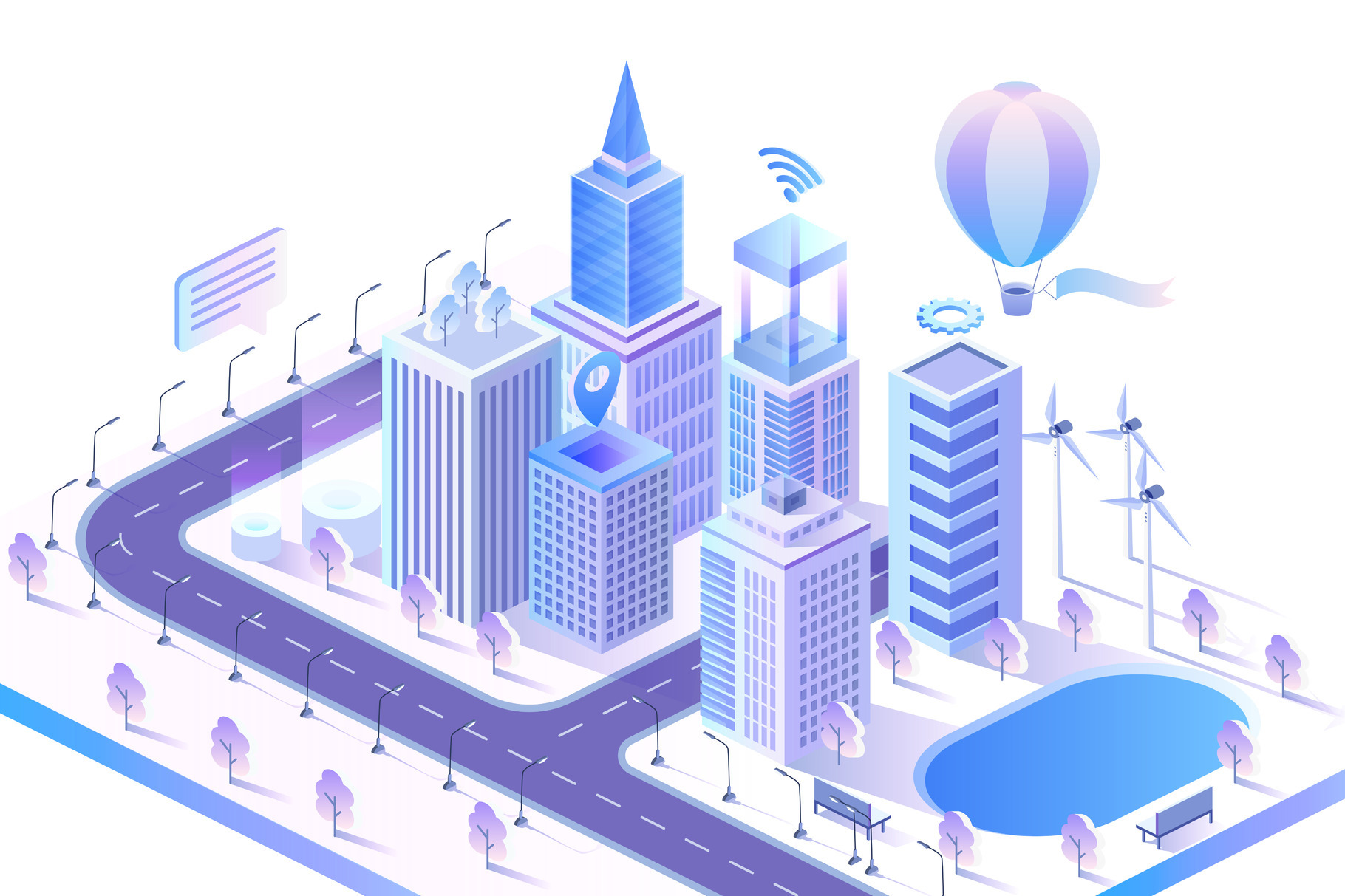 Smart city modern isometric concept | Technology Illustrations ...