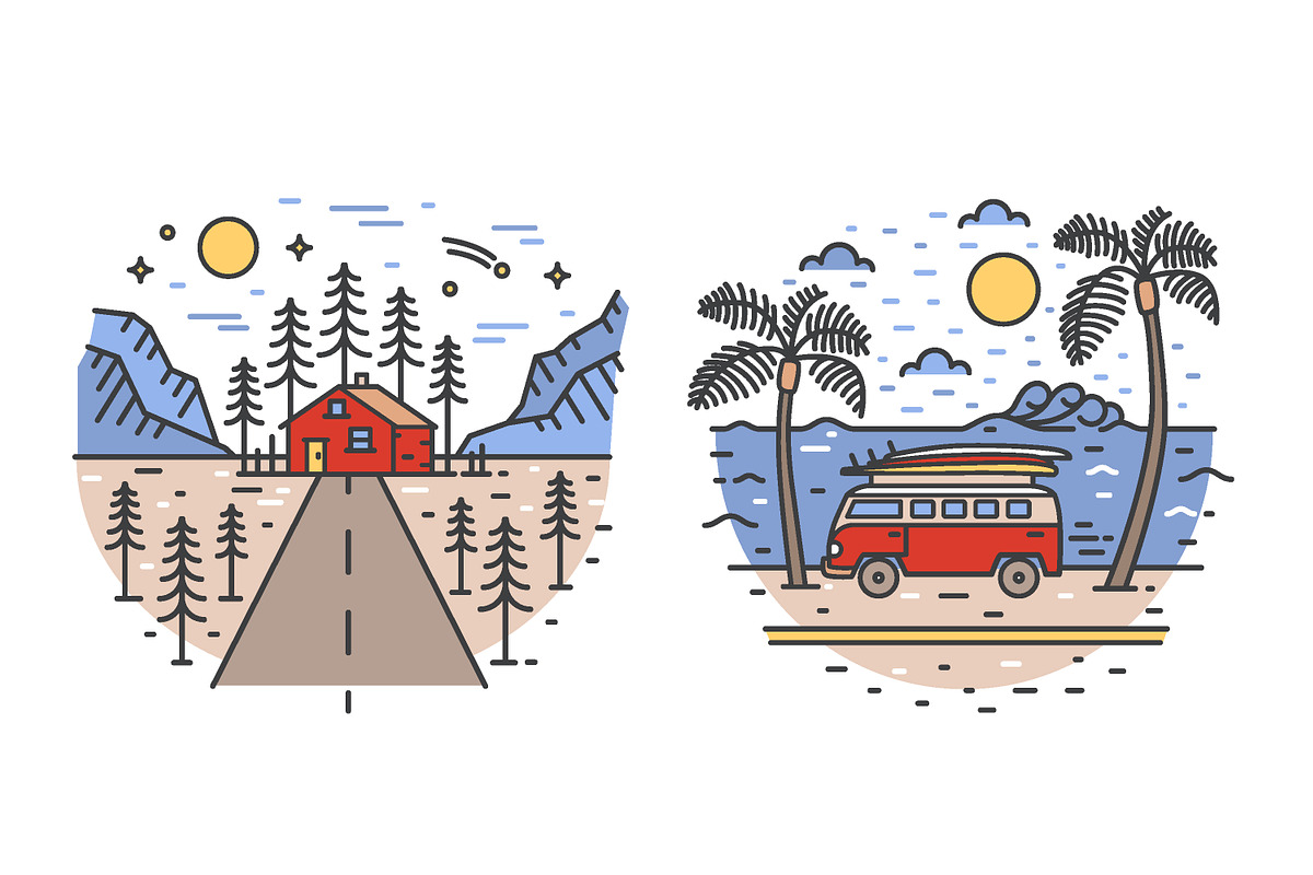 Line art landscapes, an Illustration by Good Studio