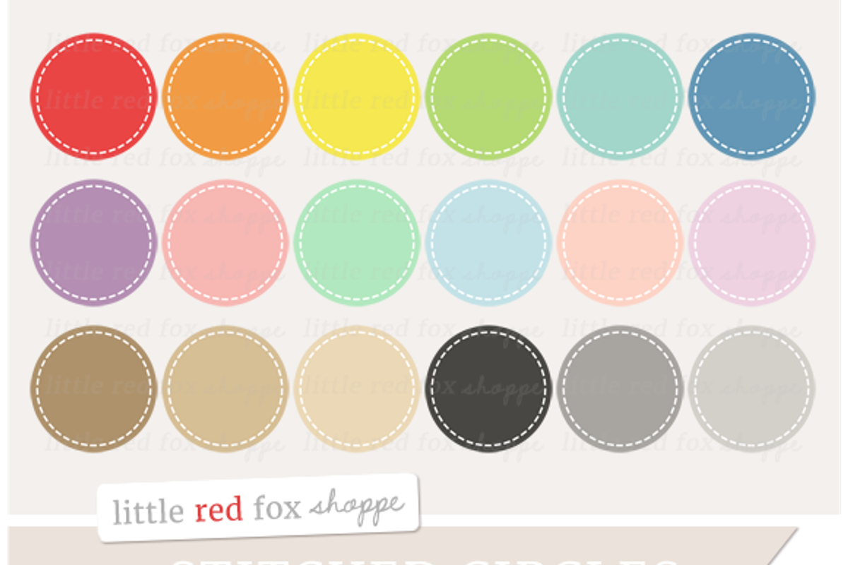 Stitched Circle Clipart, an Illustration by Little Red Fox Shoppe