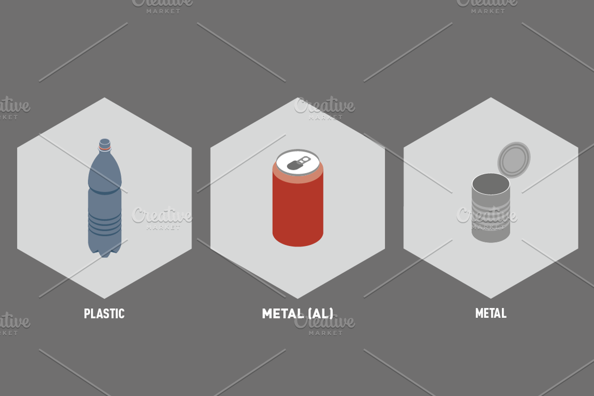 Common Recyclable Materials, an Object Graphic by Jozsef Balazs-Hegedus