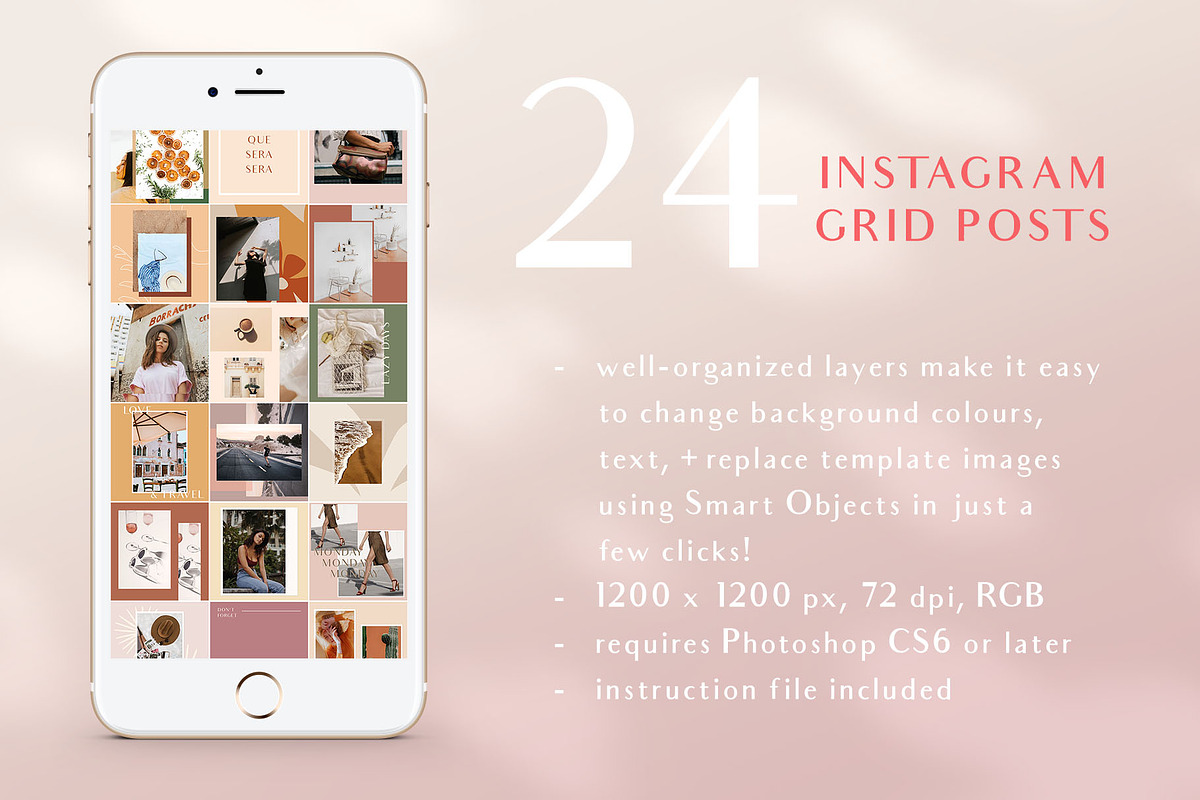 Chic Instagram Grid Post Templates, a Social Media Template by Karissa ...