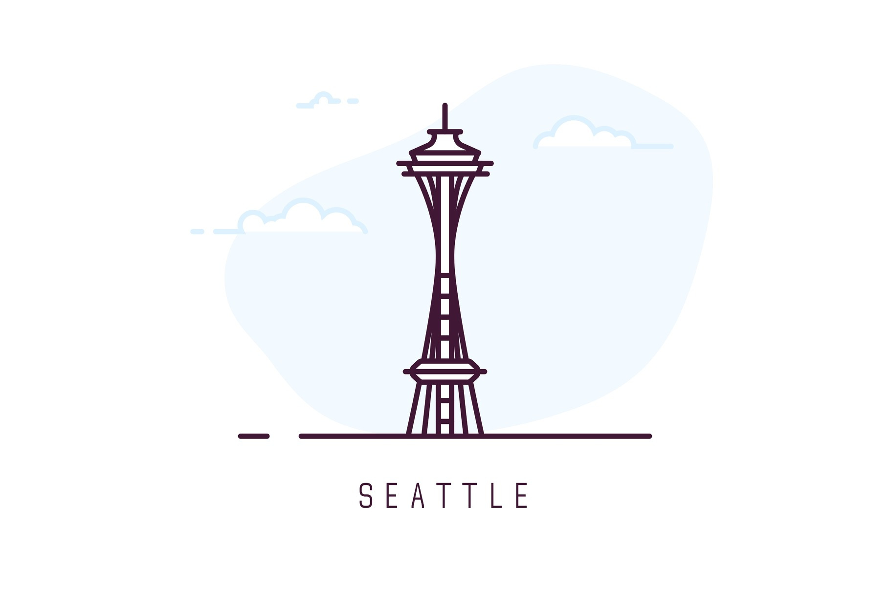 Seattle line style, a Work Illustration by SkyVectors
